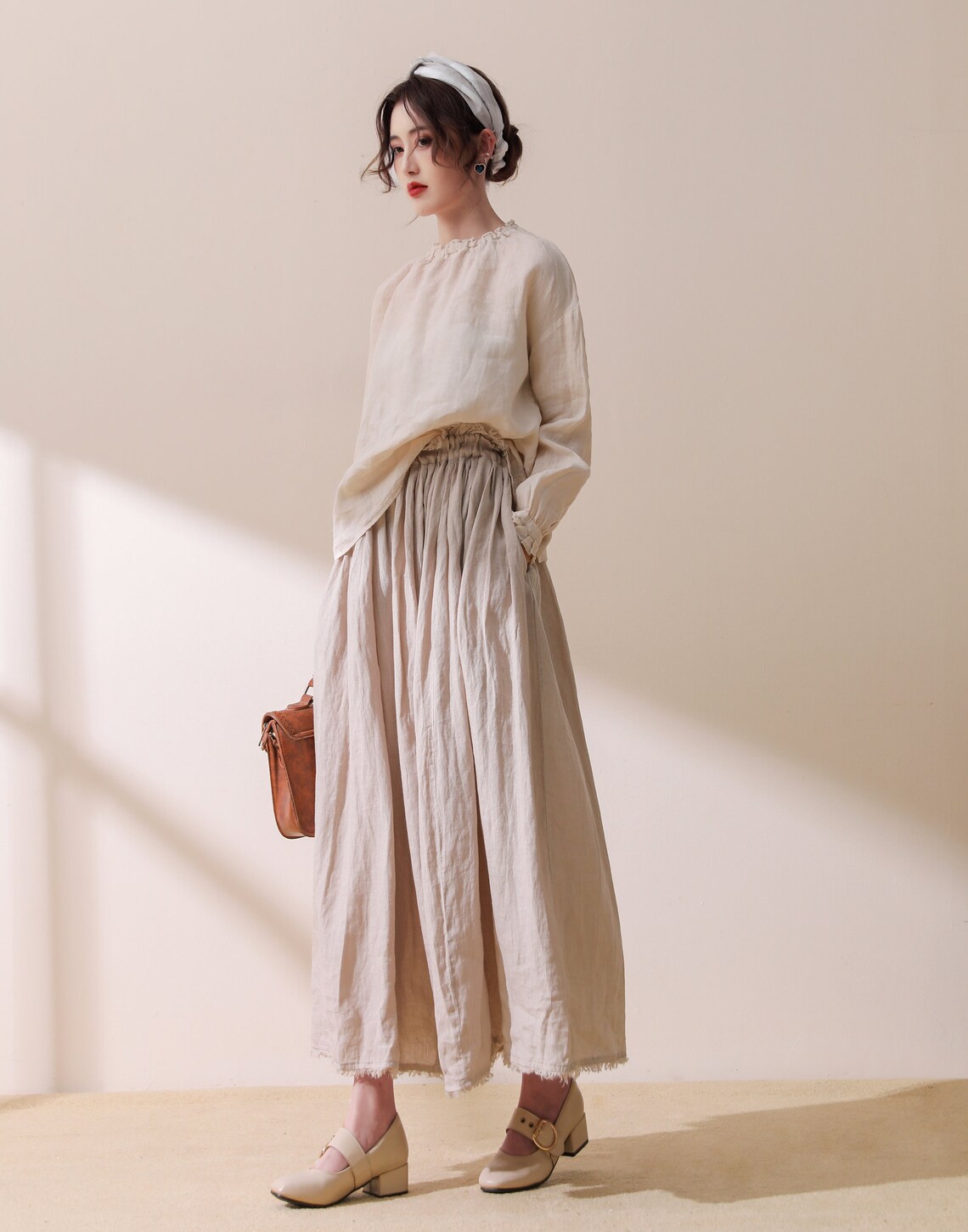 Beige Linen Tops, Linen Blouses, Women's Linen Tops, Linen Top for ...