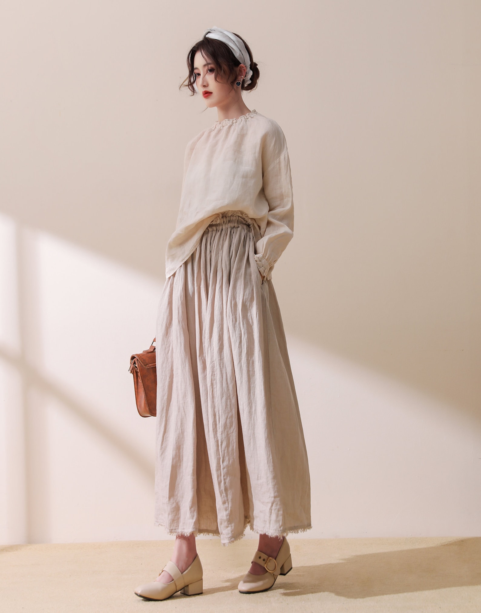 Beige Linen Tops, Linen Blouses, Women's Linen Tops, Linen Top for ...