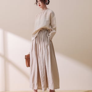 Beige Linen Tops, Linen Blouses, Women's Linen Tops, Linen Top for ...