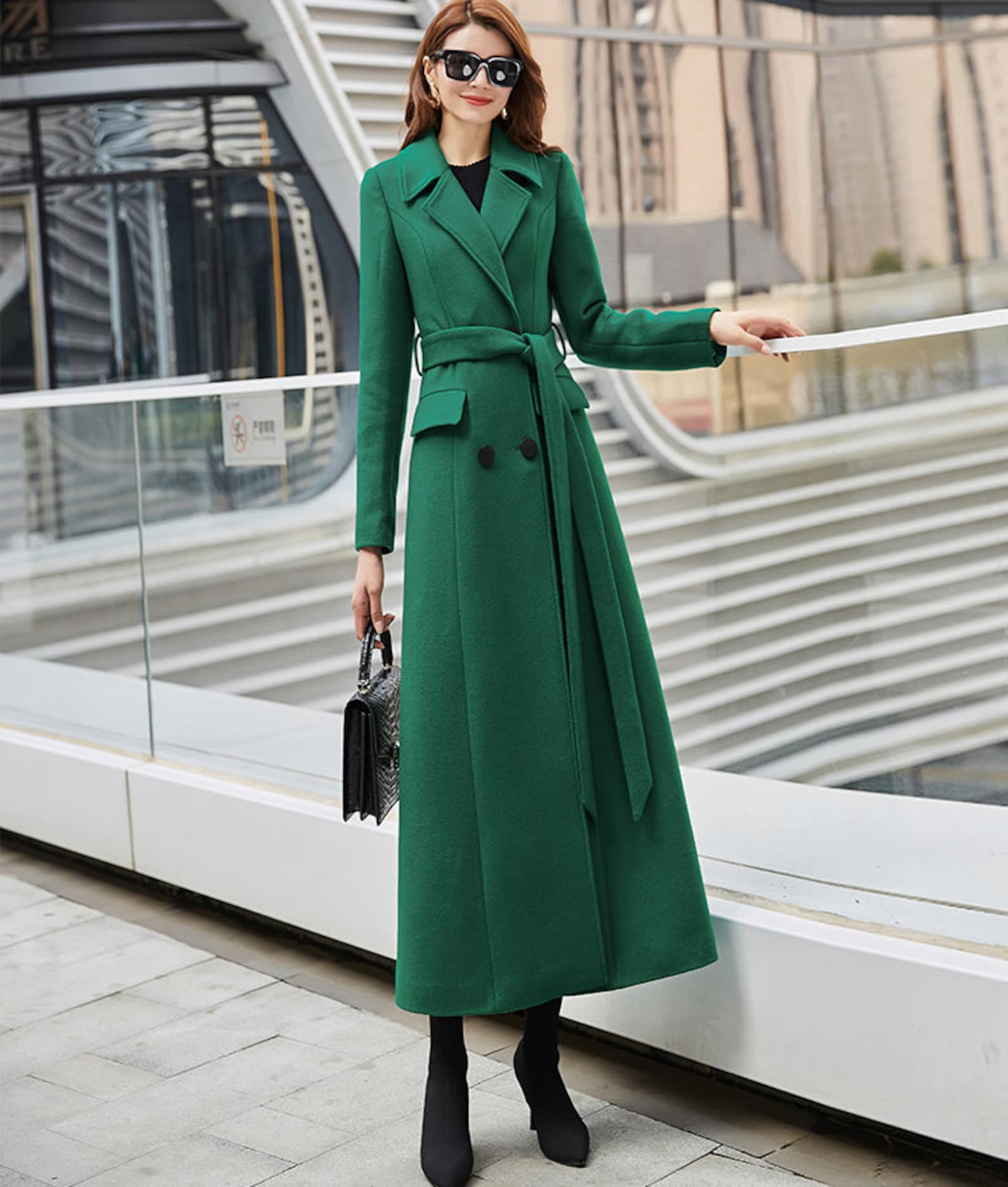 Emerald Green Wool Coat Long Wool Coat Double-breasted Wool - Etsy