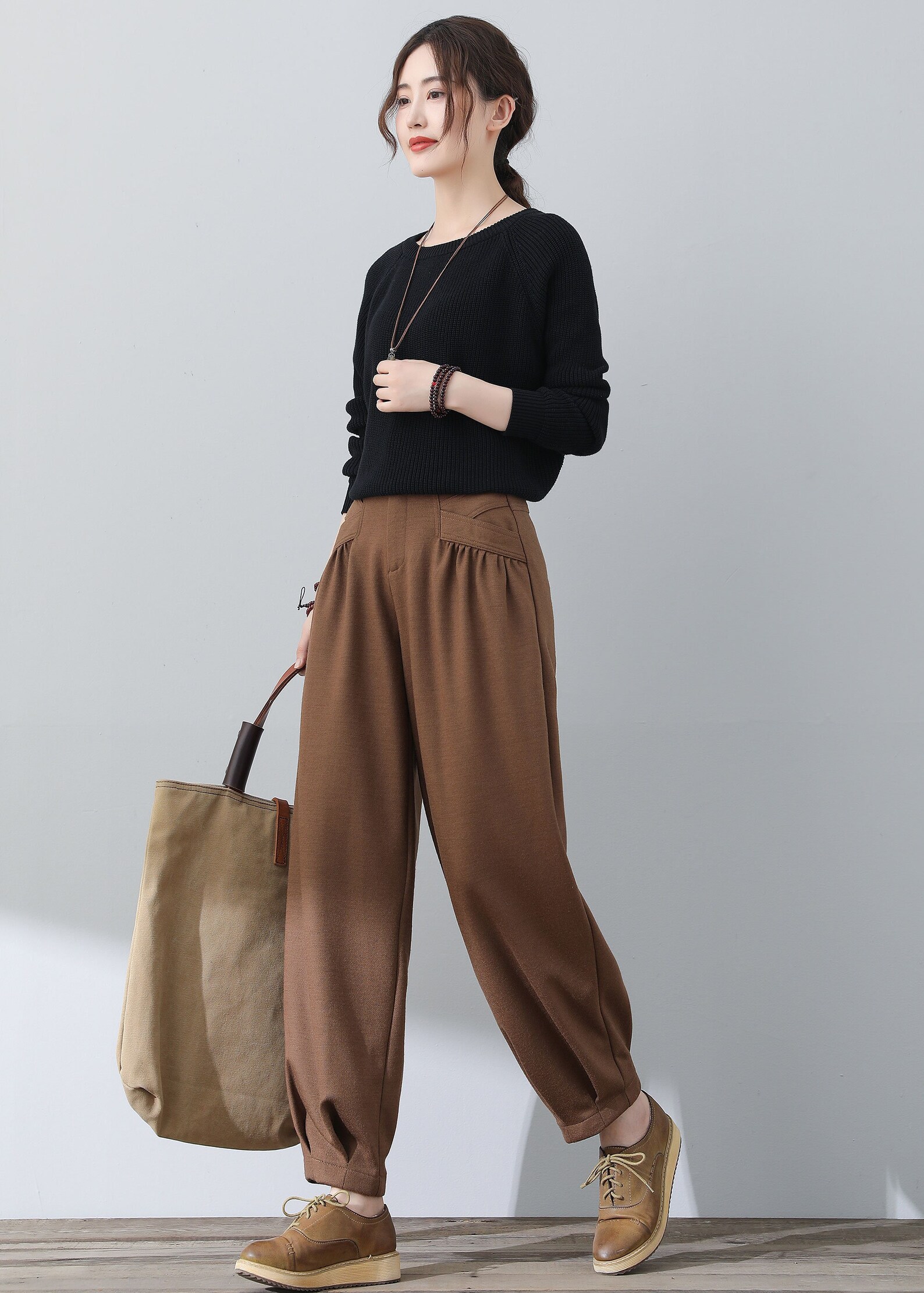 Wool Pants Long Wool Pants Brown Wool Pants Autumn Winter - Etsy