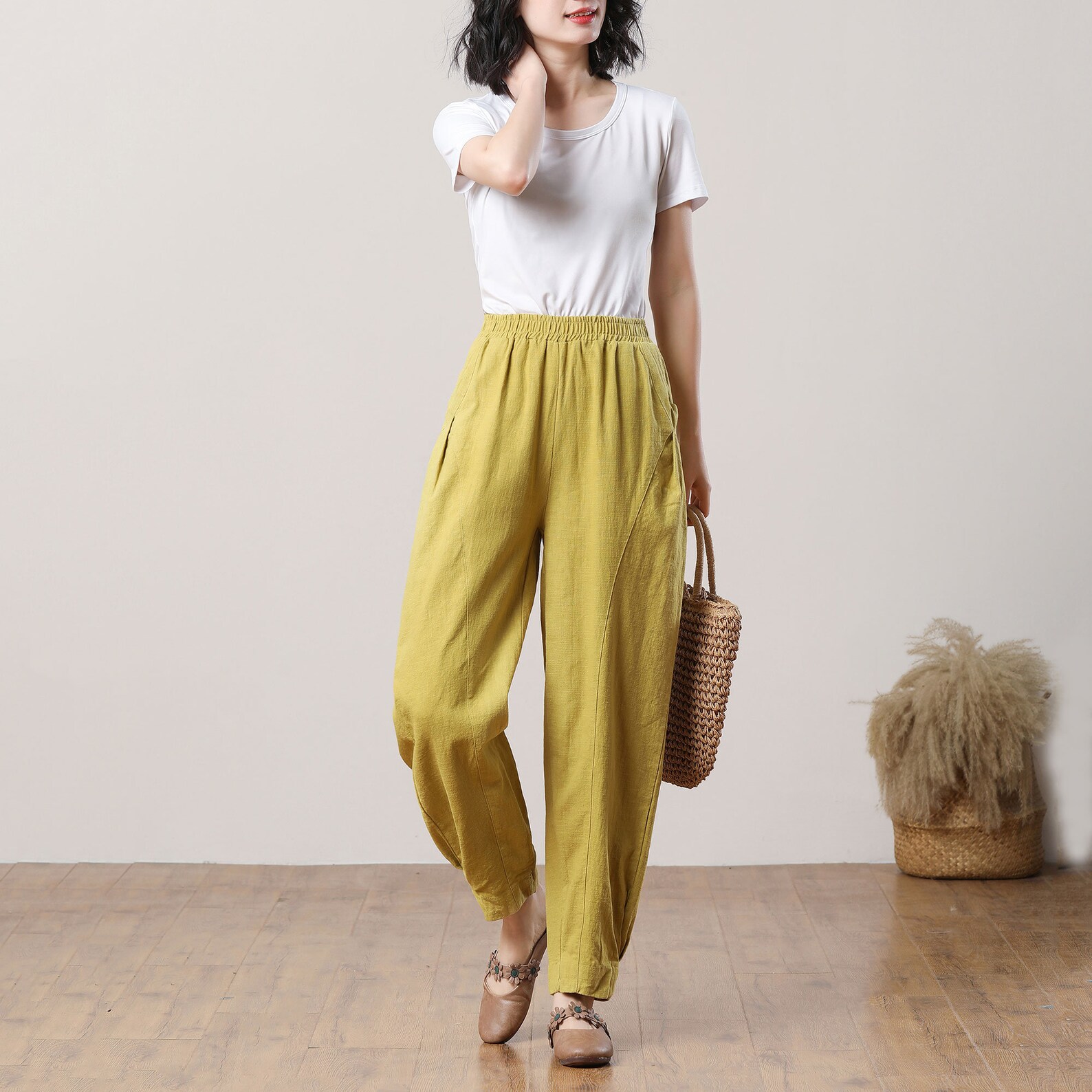 Women's Linen Pants, Long Casual Linen Pants, Plus Size Linen Pants ...