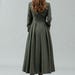 Wool Dress, Army Green Wool Dress, Military Dress Women, Button Front ...