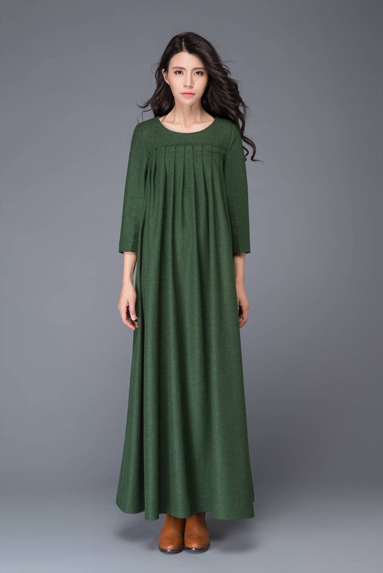 Grünes Kleid Wollkleid Winterkleid Maxikleid Damenkleid - Etsy