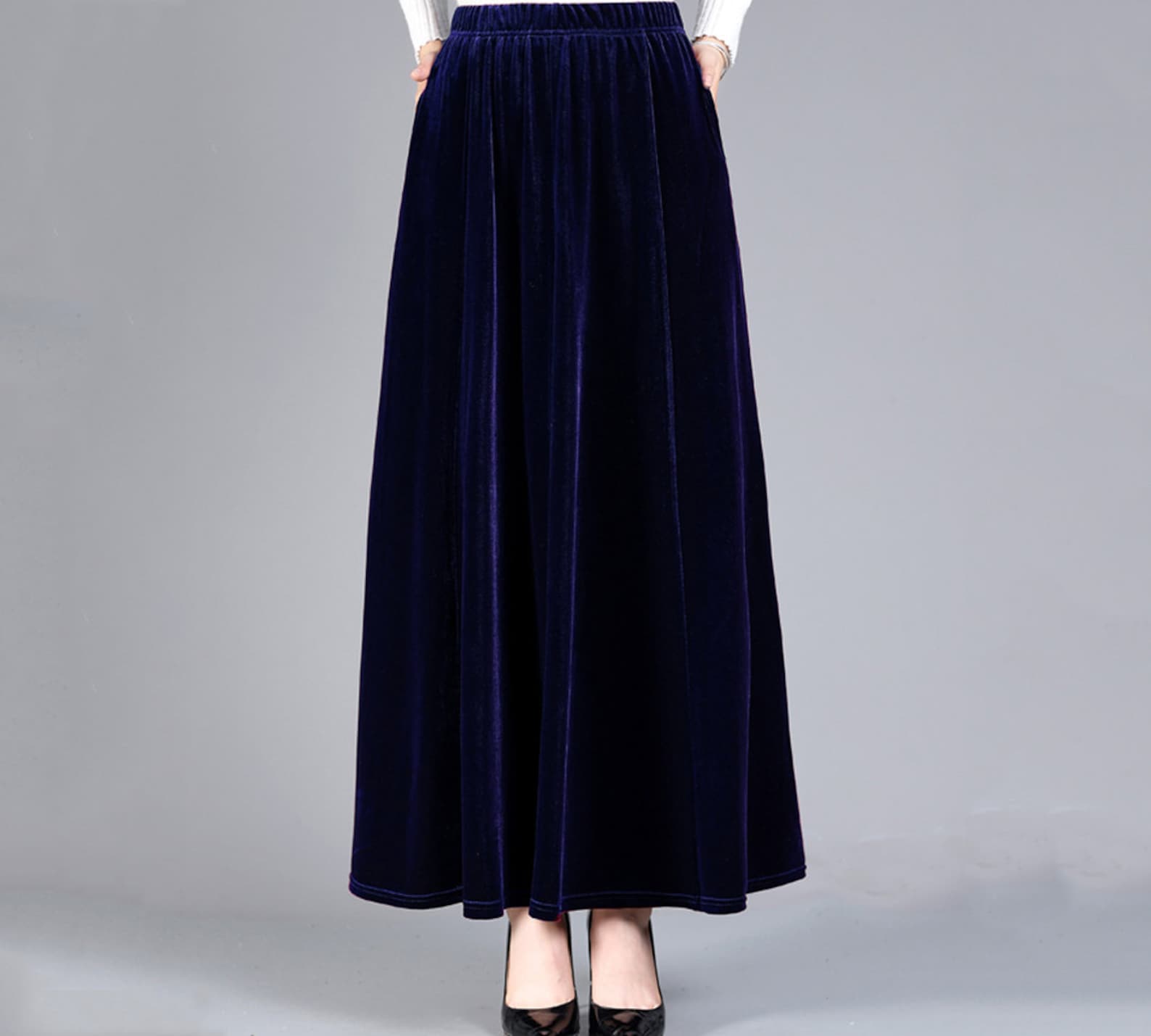 Red Retro Maxi Velvet Skirt High Waisted Velvet Skirt Plus - Etsy