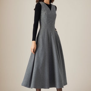 Wool Dress, Midi Wool Dress, Fit and Flare Dress, Winter Dress Women ...