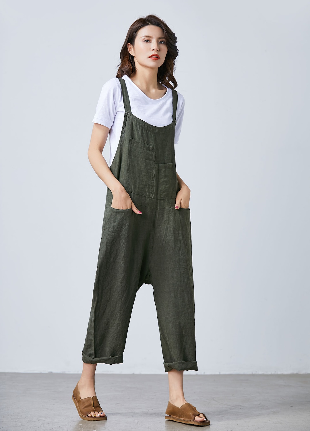 Linen Overalls Women, Linen Jumpsuits, Loose Fit Overalls, Harem Pants ...