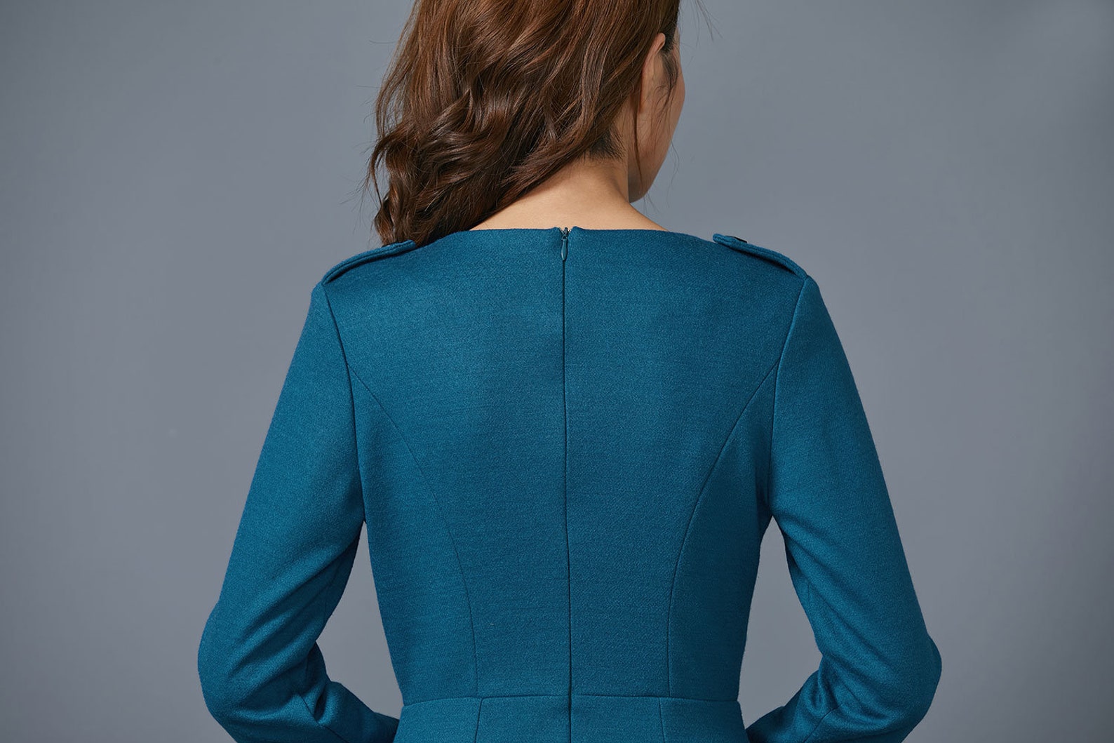 Blue Wool Dress, Womens Winter Dress, Womens Dress, Long Wool Dress ...