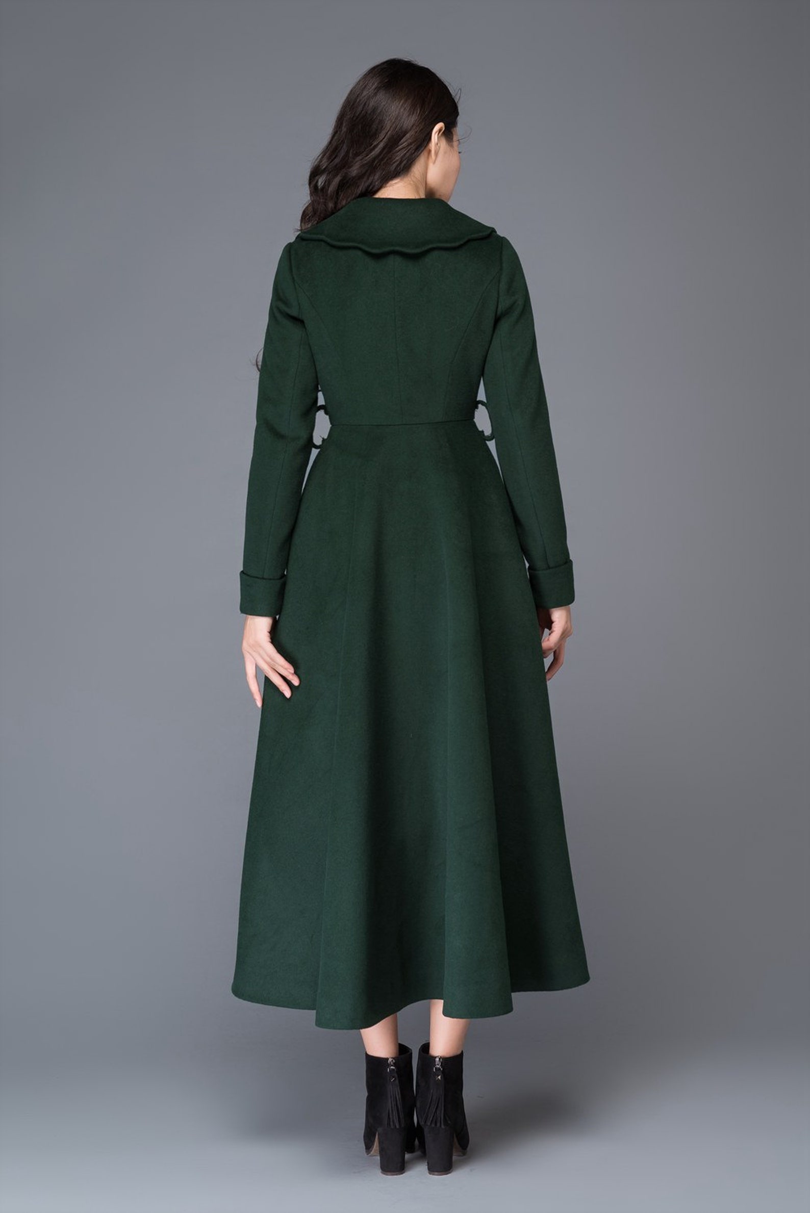 Wool Coat Long Wool Coat Women Green Wool Coat Winter Coat - Etsy