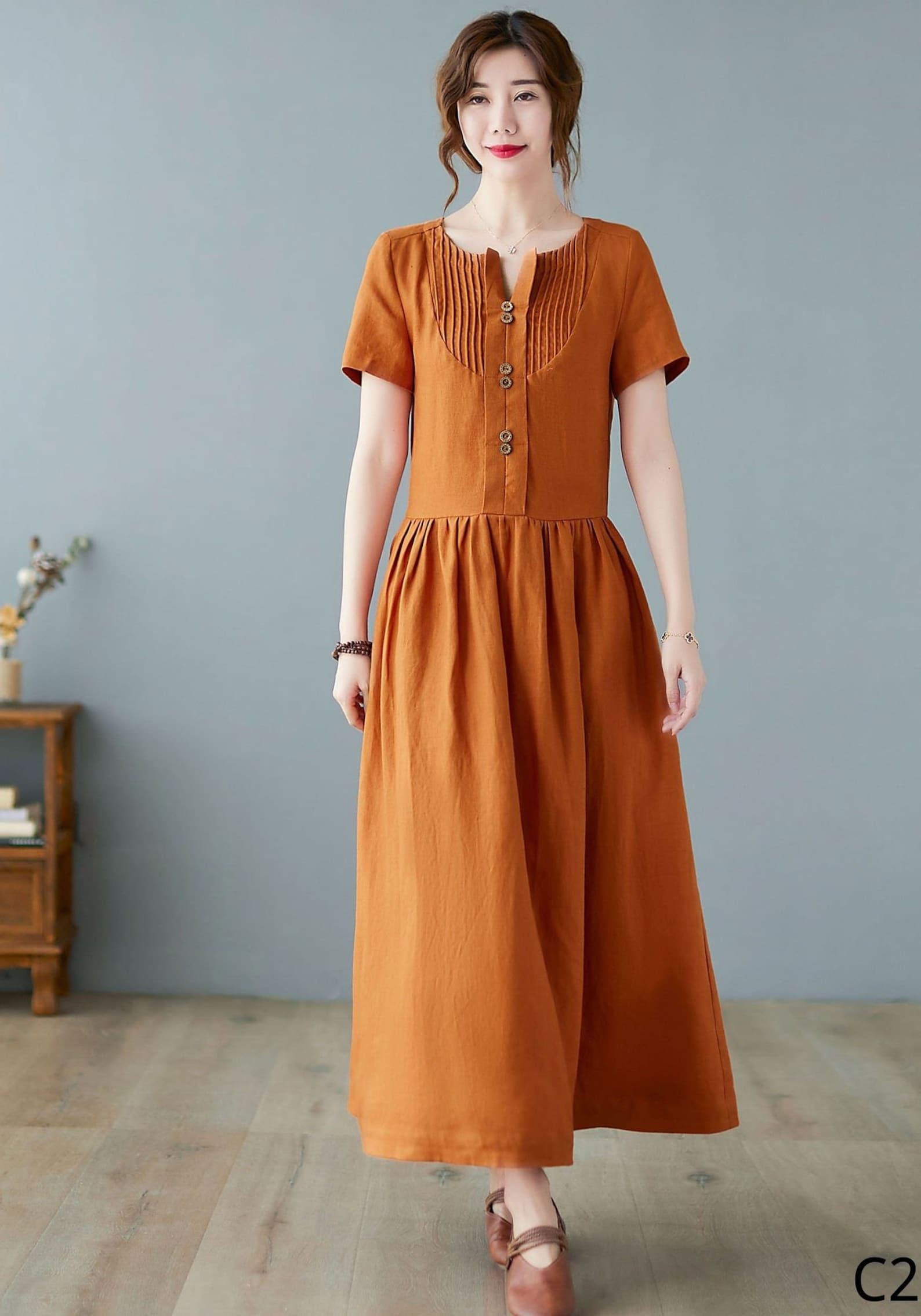 Linen Dress Long Linen Dress Gray Linen Dress for Summer - Etsy