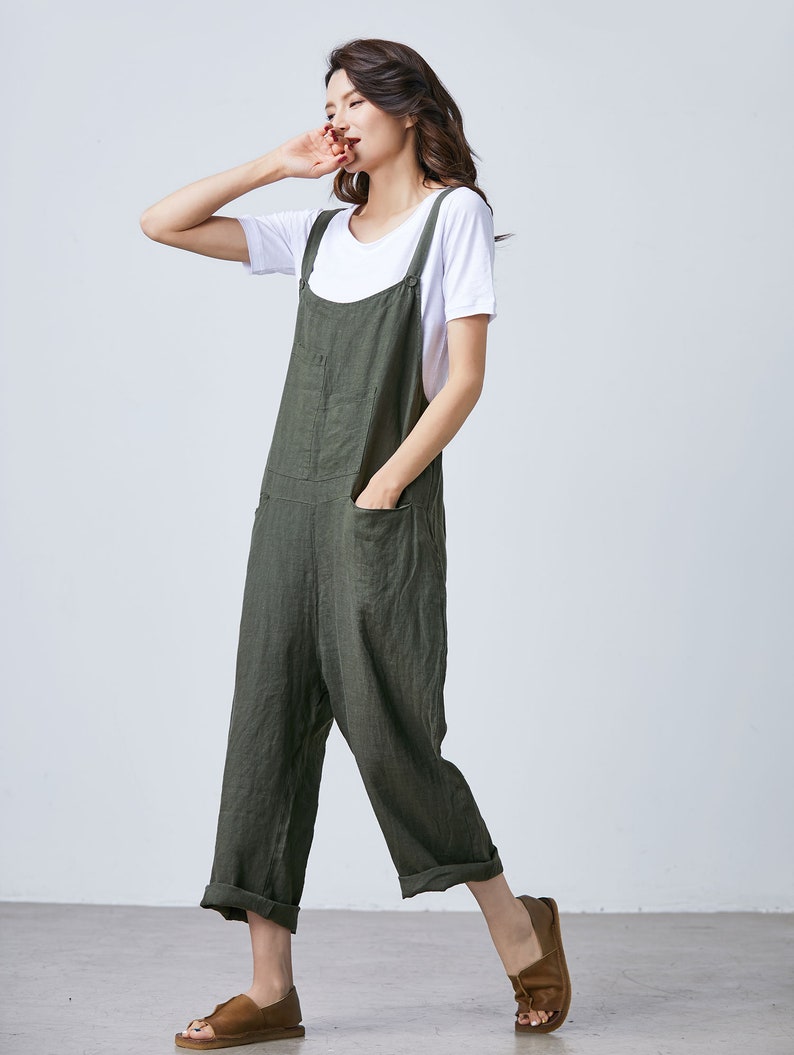 Linen Overalls Women Linen Jumpsuits Loose Fit Overalls - Etsy