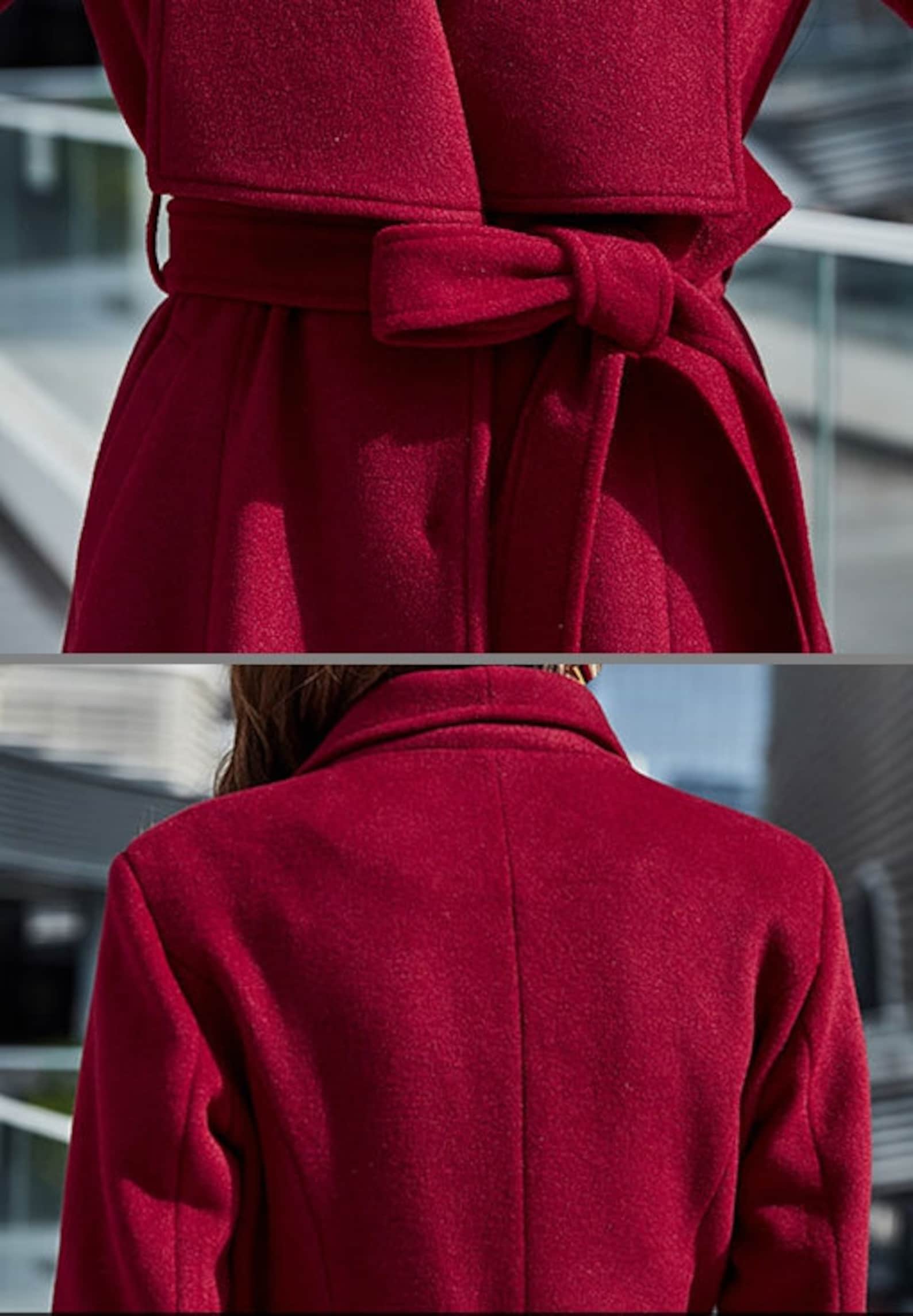 Long Wool Coat Wool Trench Coat for Women Wine Red Wool Maxi - Etsy
