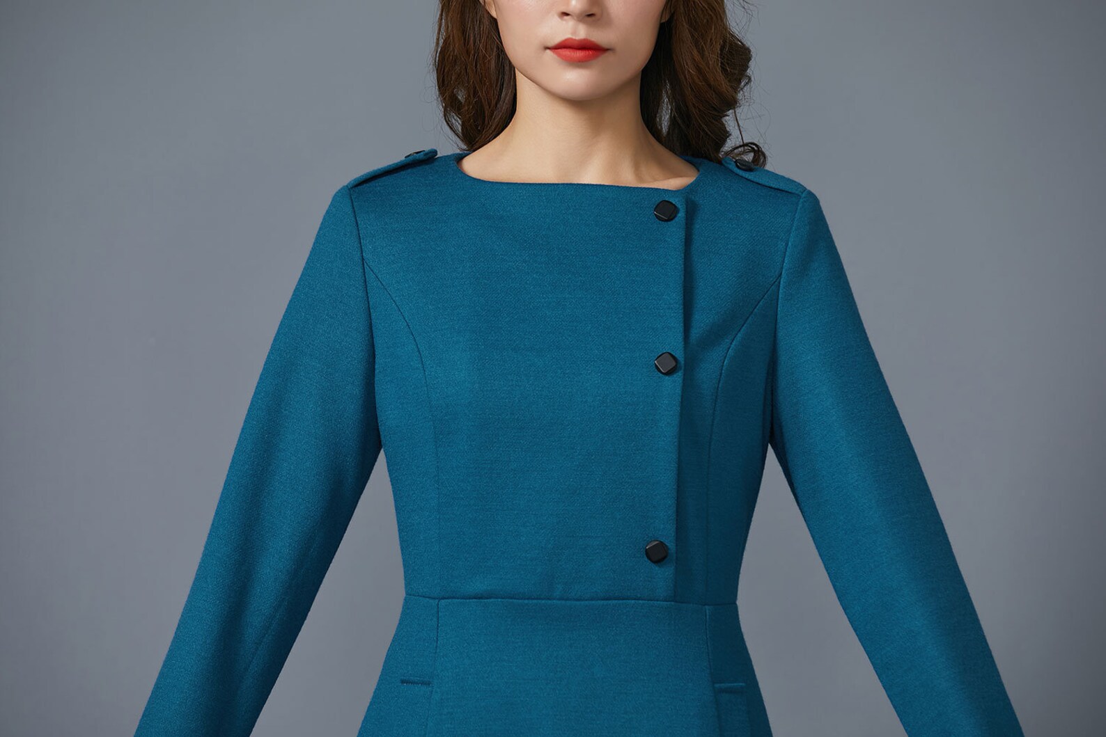 Blue Wool Dress, Womens Winter Dress, Womens Dress, Long Wool Dress ...
