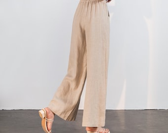 Linen Wide Leg Pants, Women Linen Trousers, High Waisted Linen Wide Leg Pants, Women Linen Trousers, High Waisted