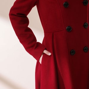 Red Romantic Coat, Wool Coat, Custom Coat, Plus Size Coat, Fit and ...