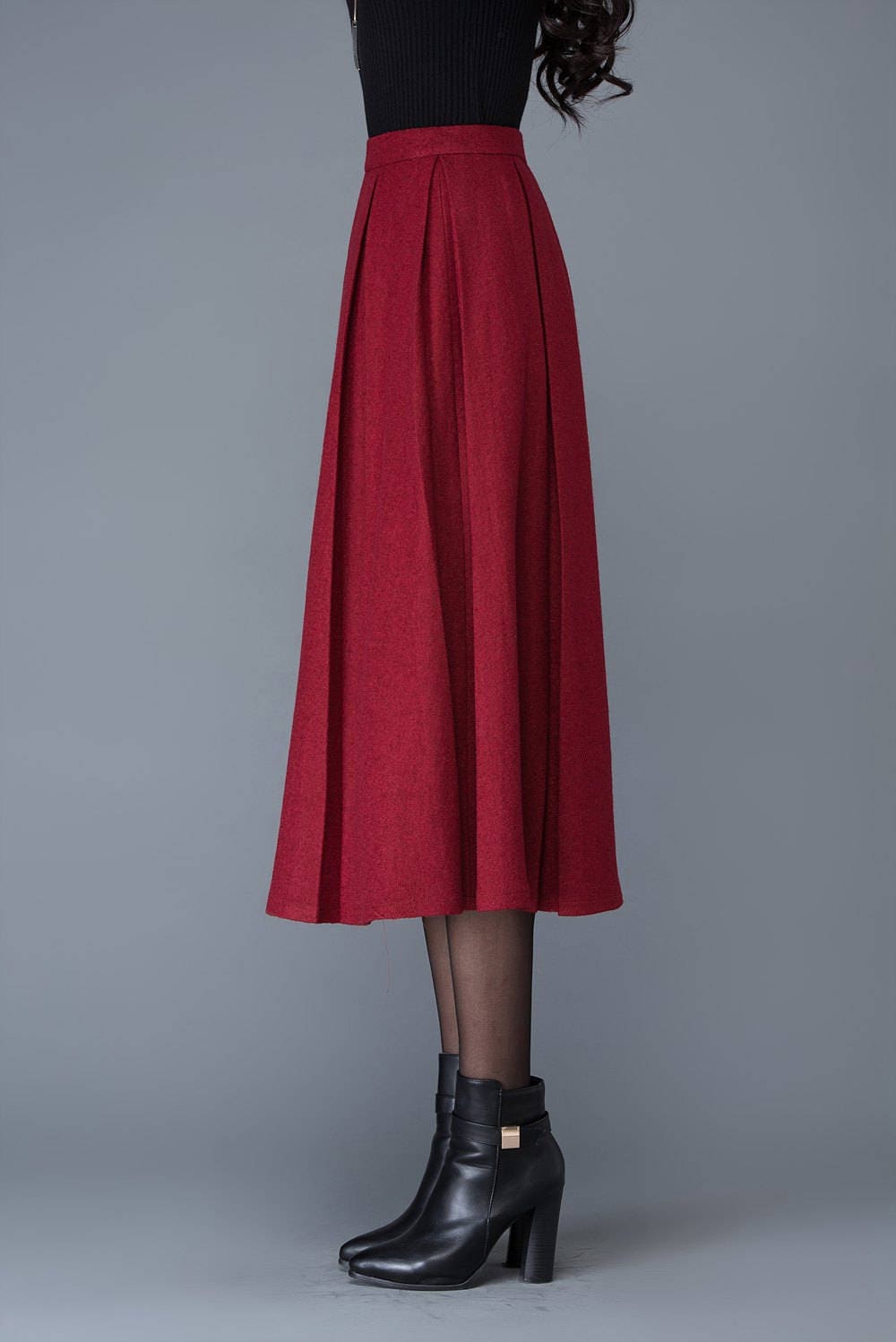 Wool Skirt Midi Wool Skirt A-line Pleated Wool Skirt Women - Etsy Hong Kong
