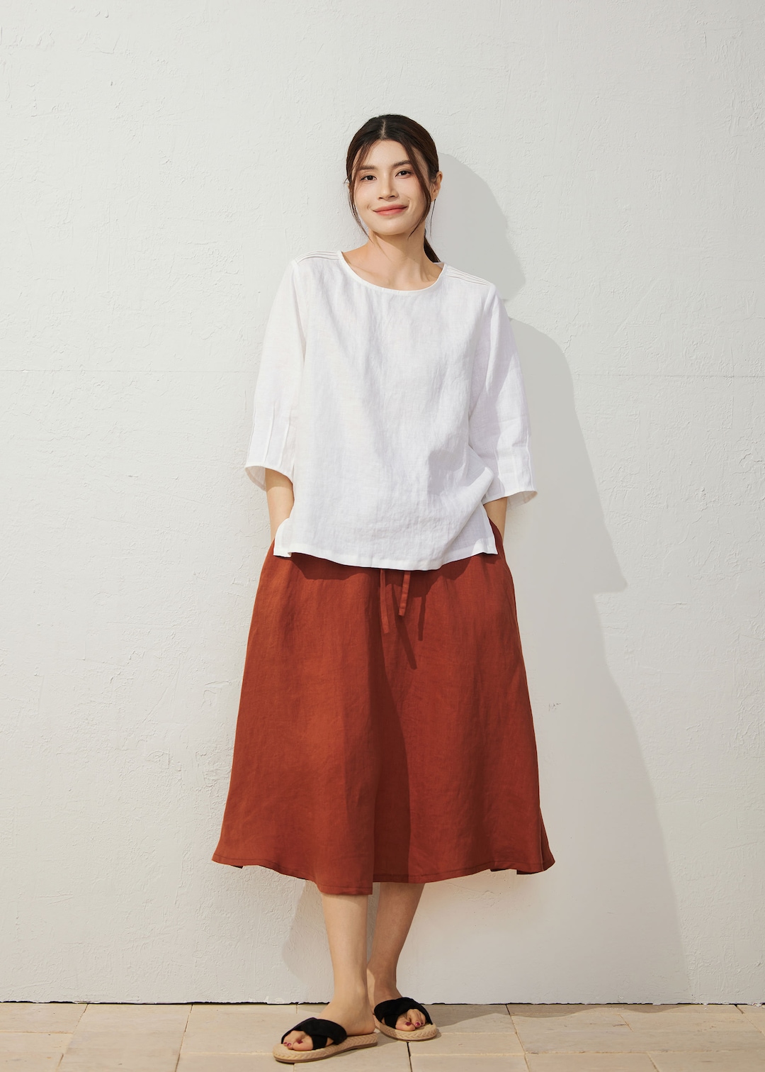 White Linen Tops, Linen Blouse, Casual Linen Tops, Tops for Women ...