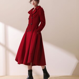 Red Romantic Coat, Wool Coat, Custom Coat, Plus Size Coat, Fit and ...