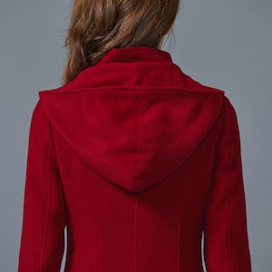 Hooded Wool Jacket Coat, Women's Red Coat for Winter, Single Breasted ...