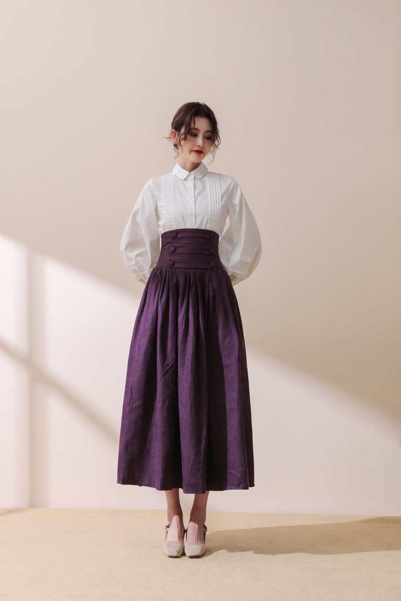 Vintage Inspired Long Lantern Sleeve Spring Cotton Shirt in White ...