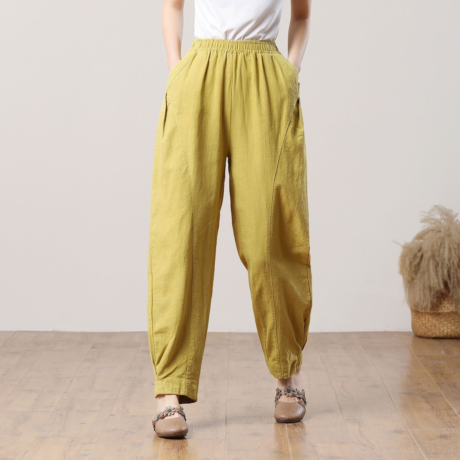 Women's Linen Pants, Long Casual Linen Pants, Plus Size Linen Pants ...