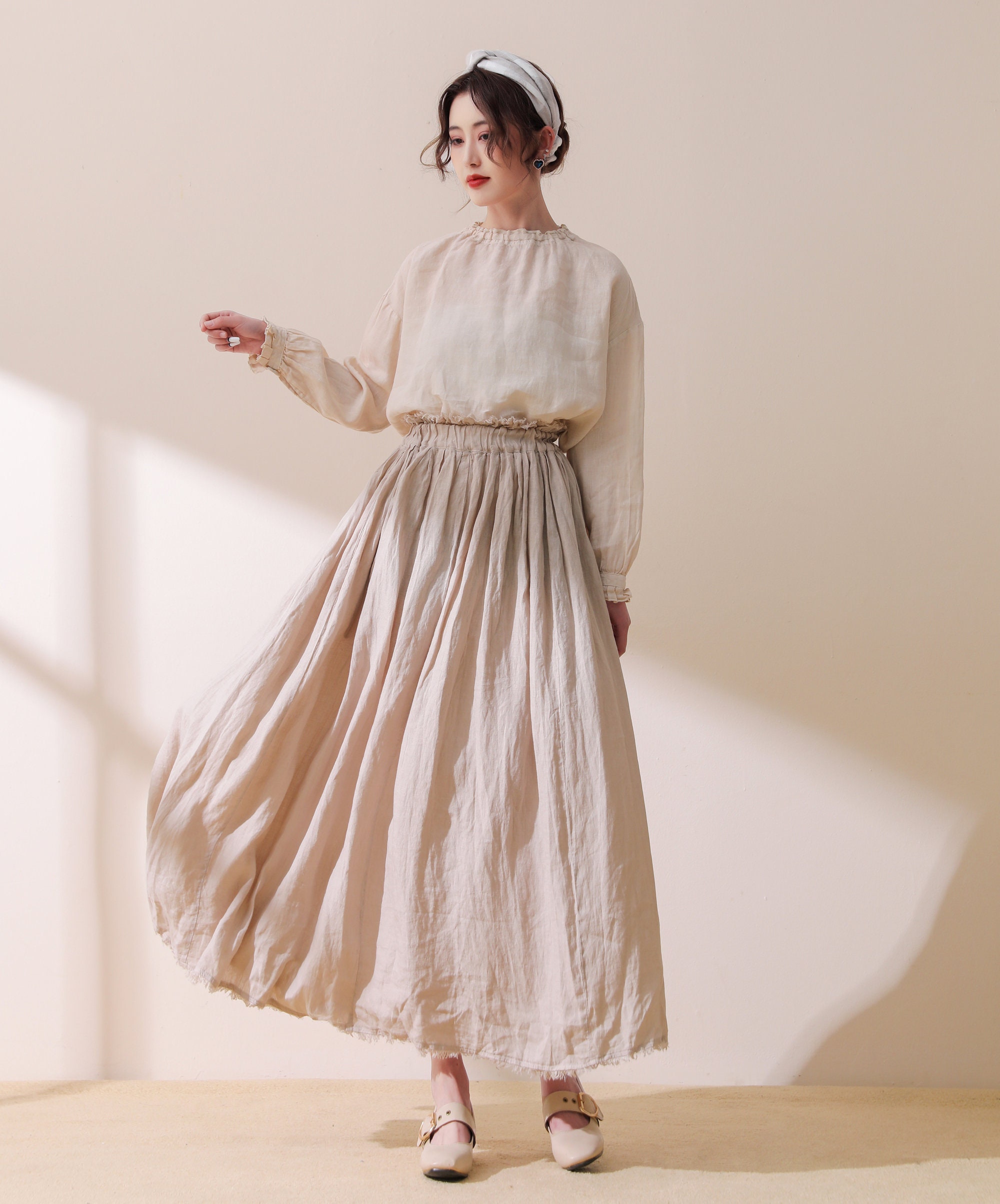 Beige Linen Tops, Linen Blouses, Women's Linen Tops, Linen Top for ...