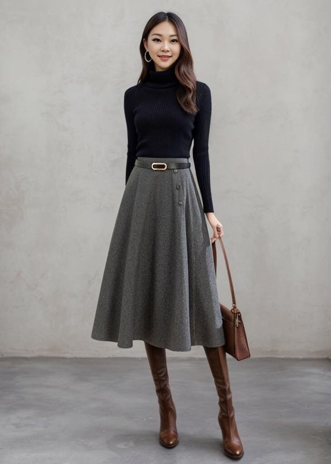 A Line Wool Skirt, Midi Skirt, Wool Skirt Women, Autumn Winter Wool ...