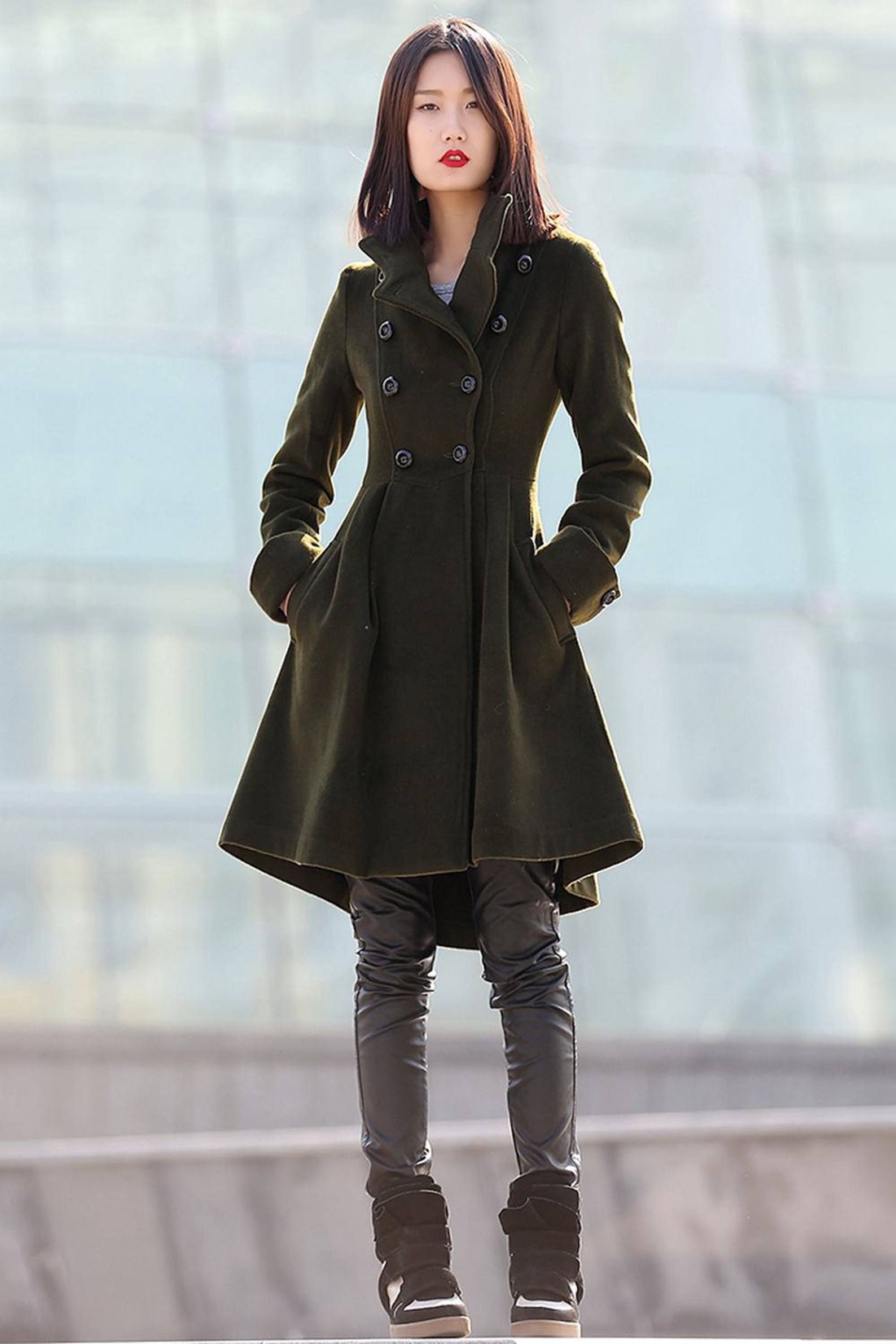 Green Coat, Winter Coats for Women, Winter Coat, Coat, Jacket, Wool ...