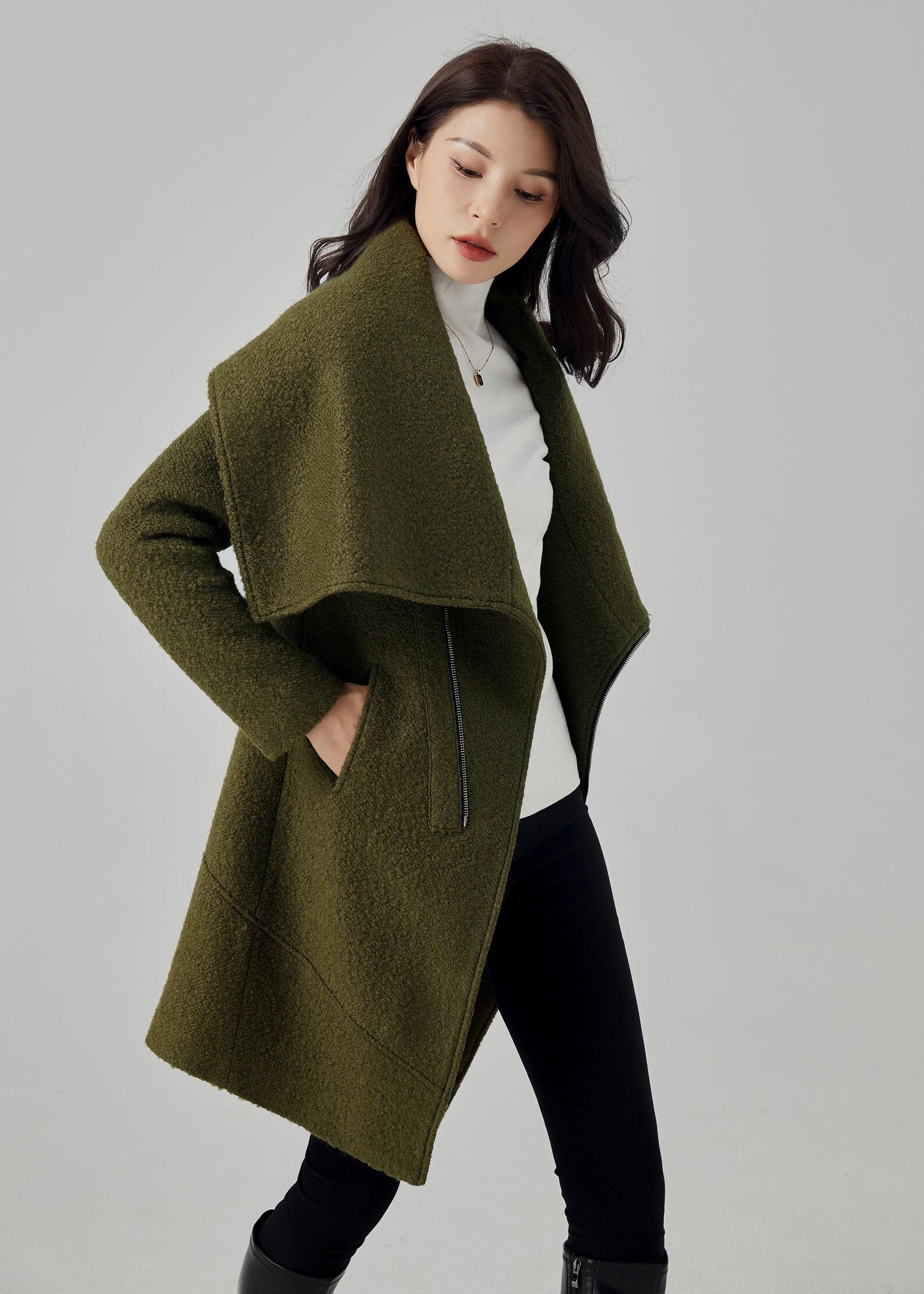 Asymmetrical Wool Coat, Winter Wool Coat, Pea Coat, Autumn Winter ...
