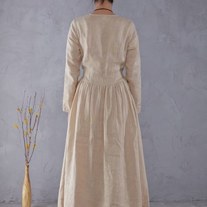 Linen Dress Beige Linen Dress Long sleeve Linen Dress Long | Etsy