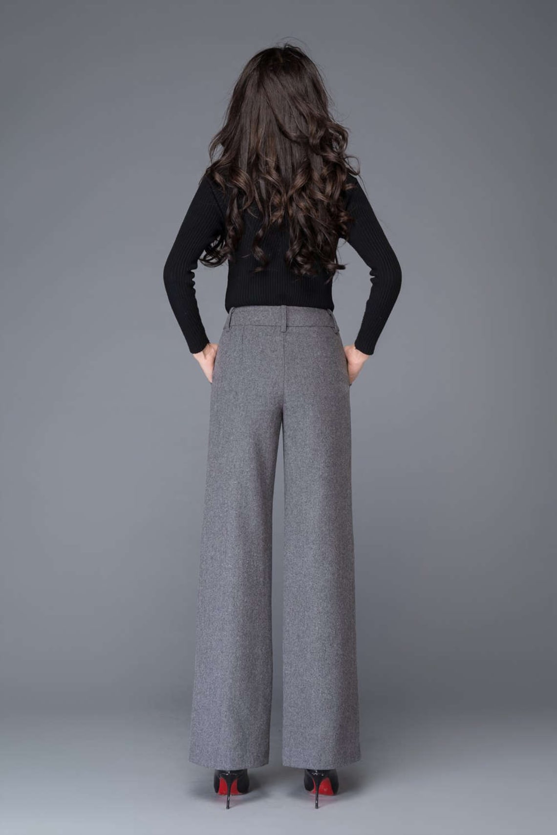 Gray Wool Pants High Waisted Pants Maxi Pants Wool Pants | Etsy
