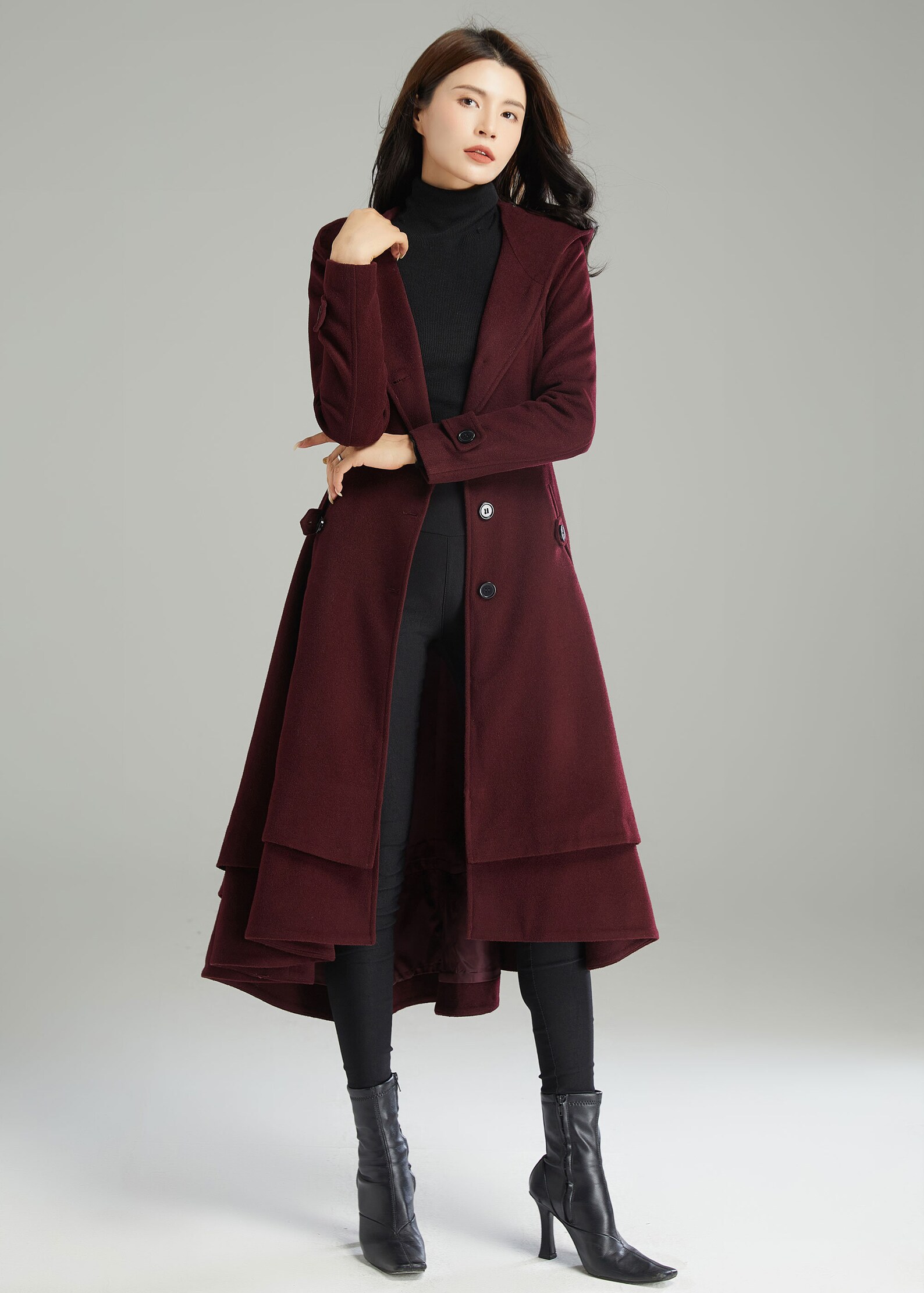 Wool Coat Wool Coat Women Hooded Wool Coat Asymmetrical - Etsy