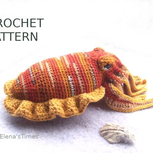 Crochet Pattern Realistic Cuttlefish-amigurumi Cuttlefish-stuffed ...