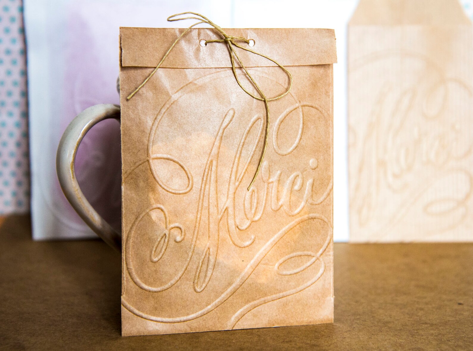 Embossed paper bags Merci bags | Etsy