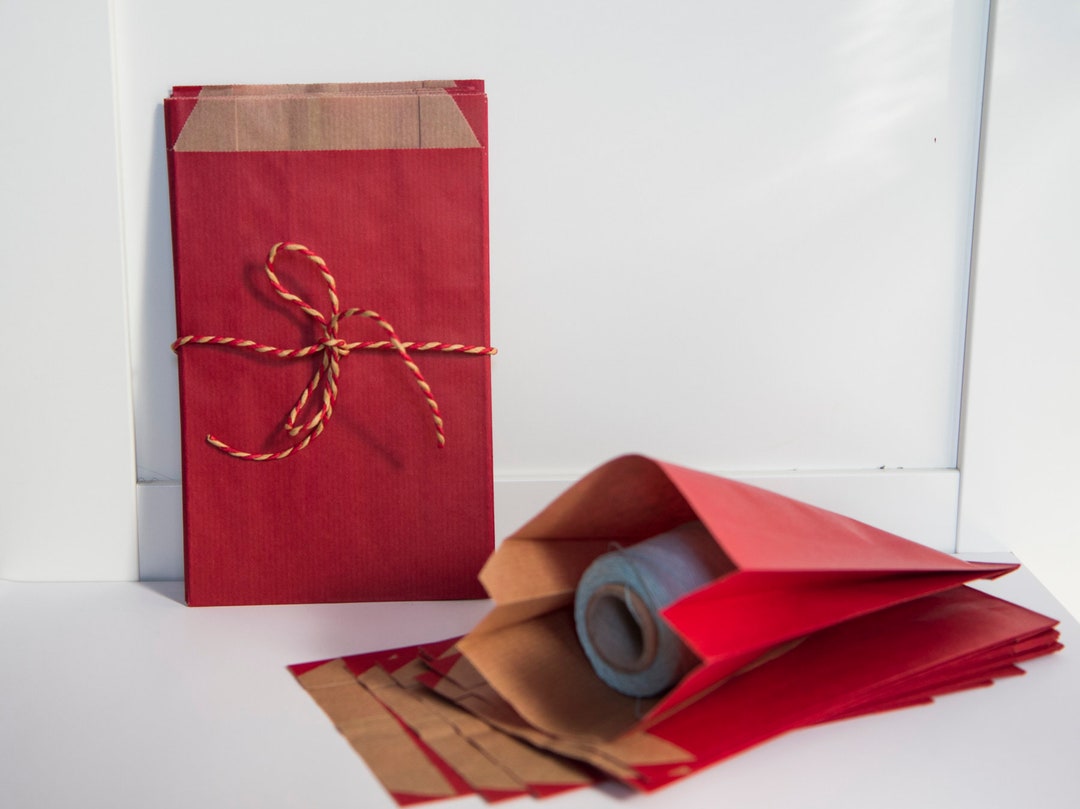 Red Paper Bags With Bellows, Gift Bags, Christmas Bags Set of 20 - Etsy