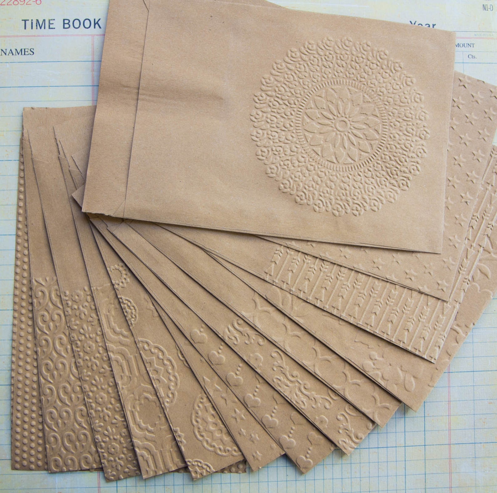 Embossed Kraft Bags, All Different Pack of 15, Large Format - Etsy