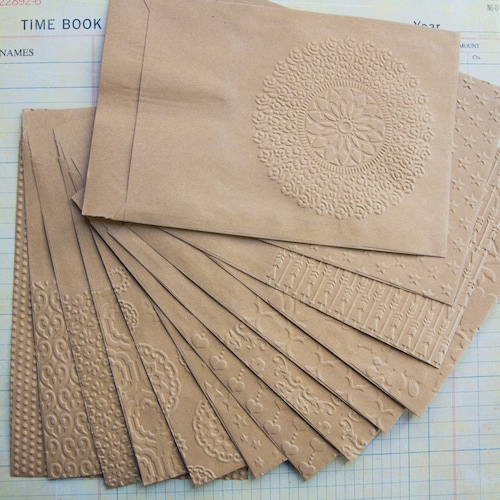 Embossed Gift Bags Brown Paper Bags Set of 15 - Etsy