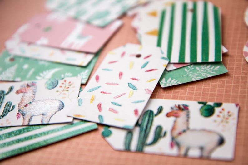 Etiquettes faites main, lot de 16, thème Lama - Etsy France