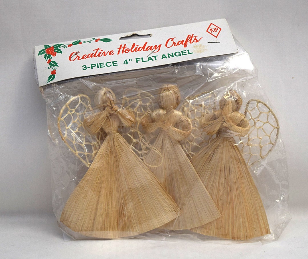 Lot Vintage Christmas Handcrafted Creative Holiday Crafts Raffia 4 ...