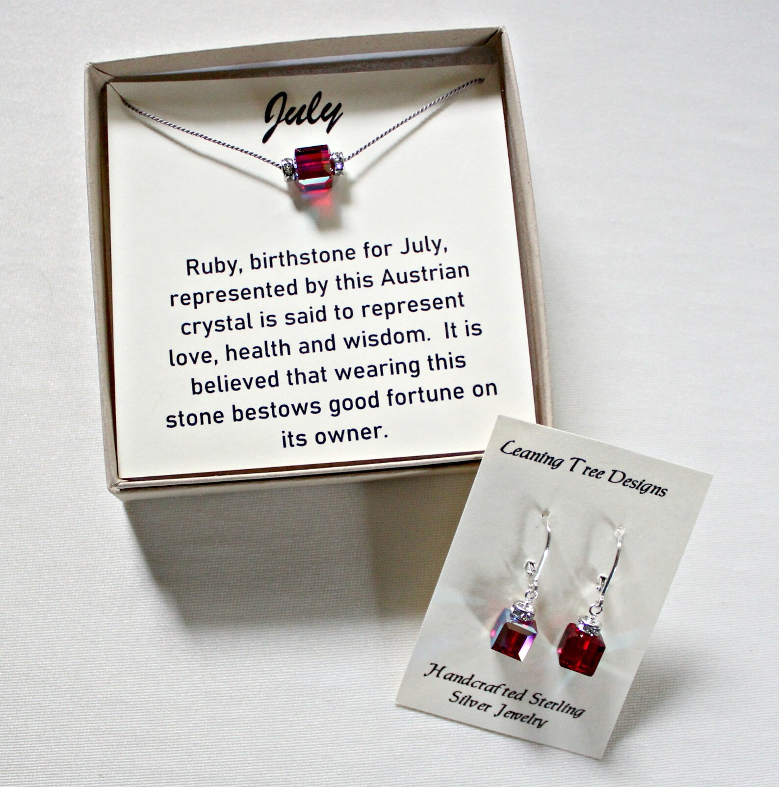 July Birthstone Jewelry Set Swarovski Cube July Gift for | Etsy