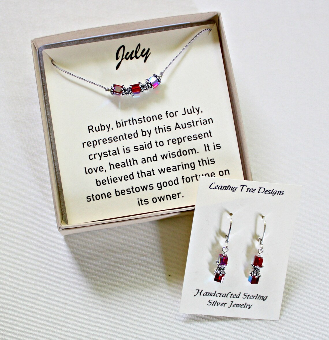 July Birthstone Jewelry Set July Gift Ruby Necklace | Etsy