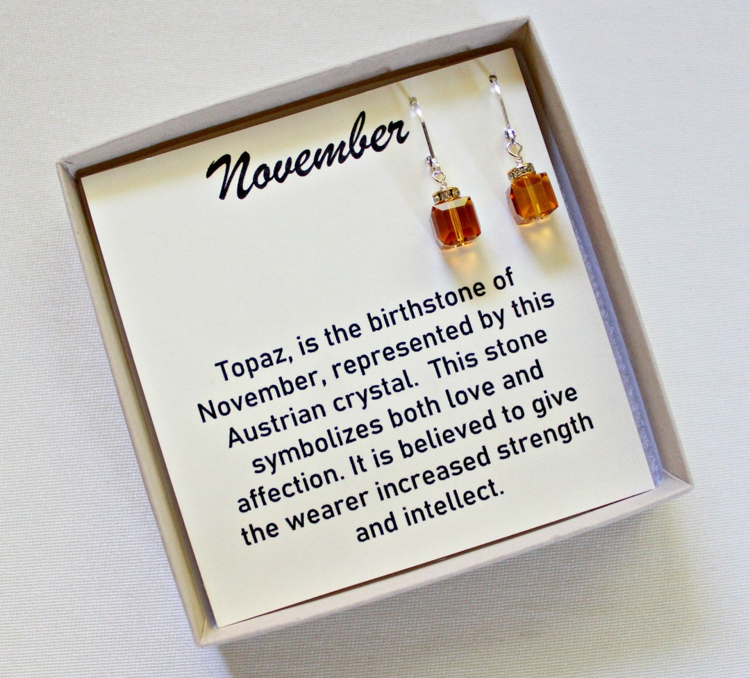 November Birthstone Earring, Topaz Jewelry, 50th Birthday Gift for ...
