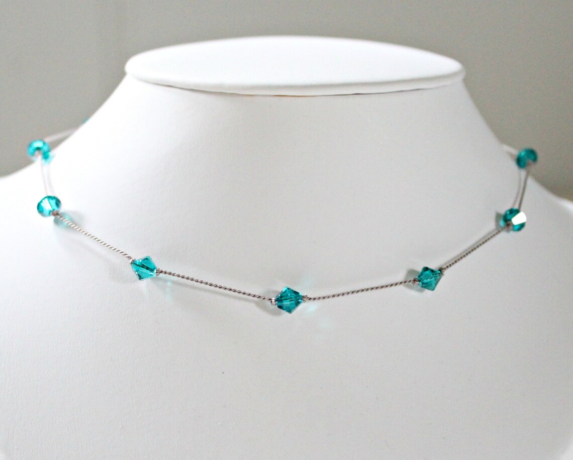 Teal Necklace, Teal Bridesmaid Jewelry, Teal Jewelry, Flower Girl ...