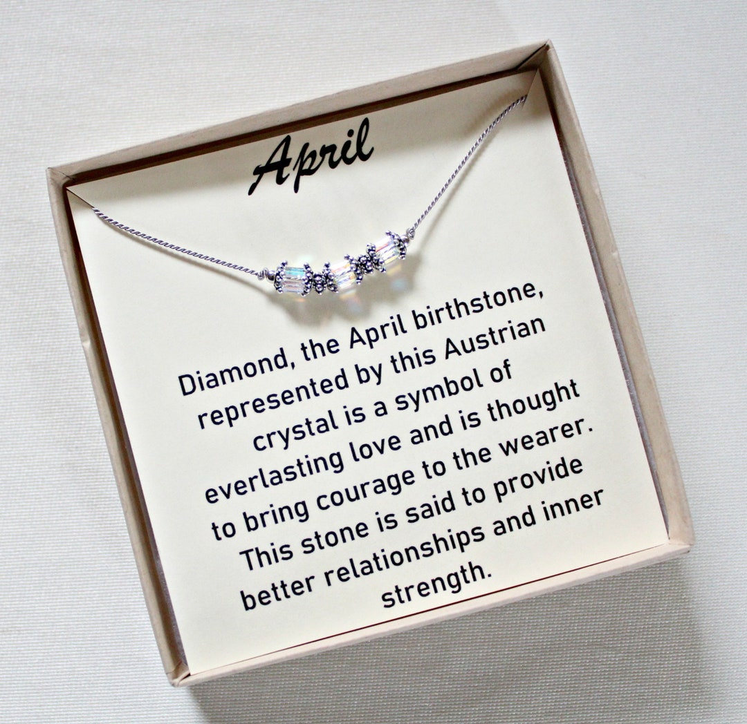 Swarovski Crystal April Birthstone Necklace: Sterling Silver, Silk Cord ...