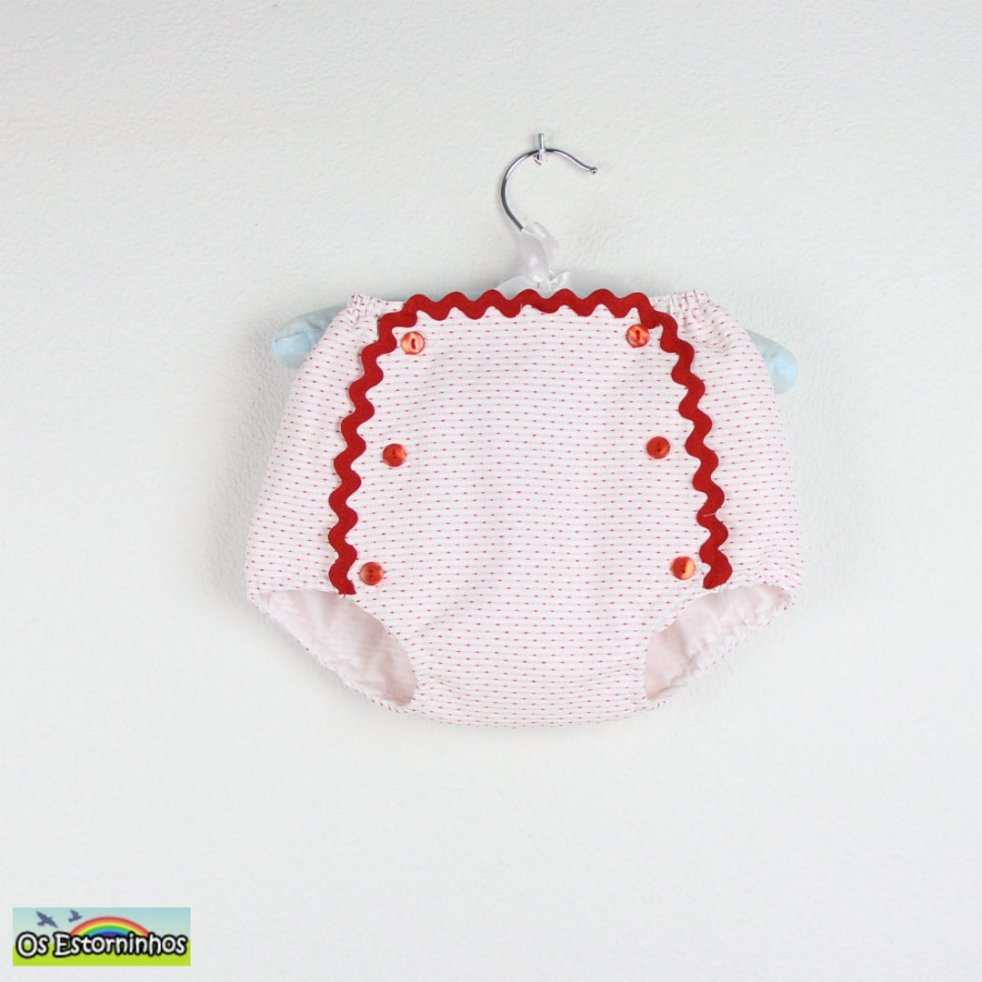 Baby Pique Bloomers - White Bloomers Trimmed in Red - Available in Red ...