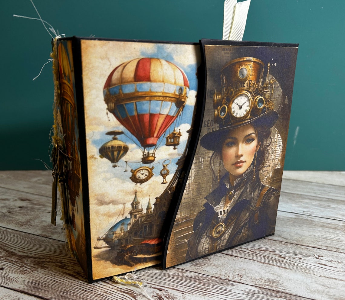 Premade Handmade Steampunk Scrapbook Album mini Album - Etsy