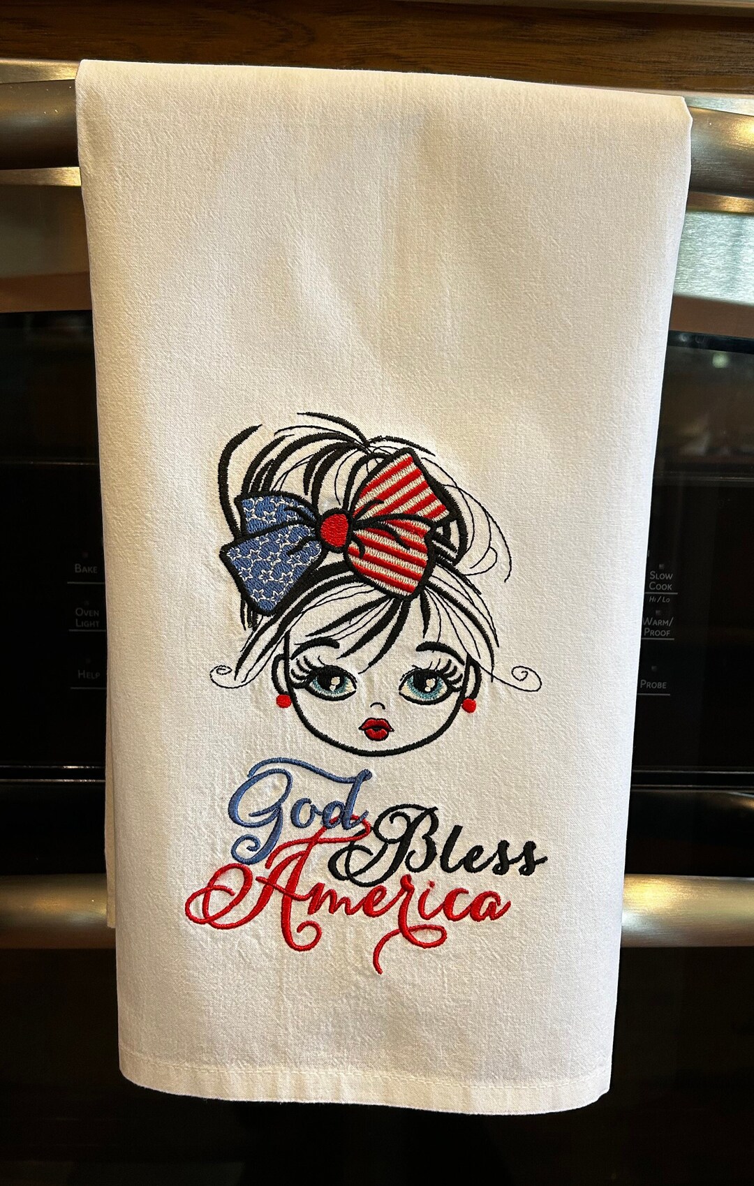 God Bless America, Parotitic Girl Tea Towel - Etsy