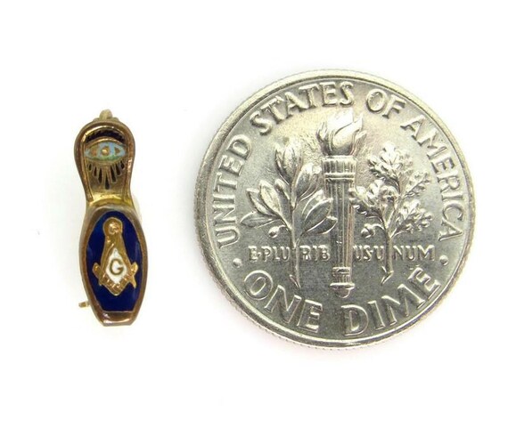 Masonic Lodge Blue Slipper Lapel Pin - 10K Yellow Gol… - Gem