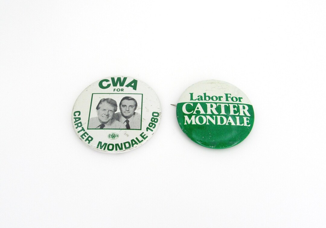 1980 Carter / Mondale Pin Back Button - Labor for Carter Mondale Button ...