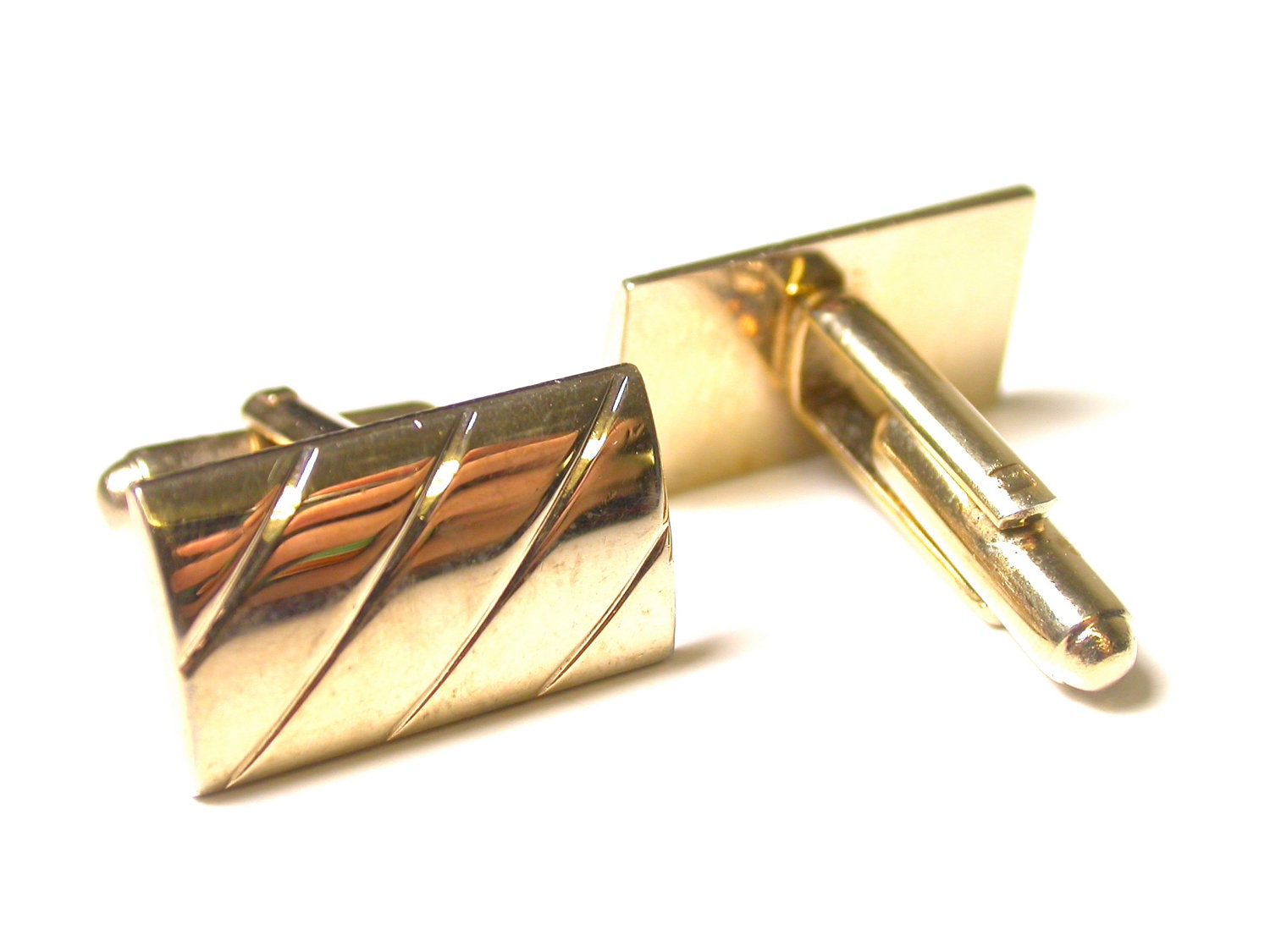 Rectangular Cufflinks Gold Tone Man Wear Men Fashion Man - Etsy